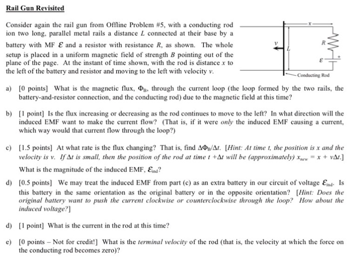 Solved Consider again the rail gun from Offline Problem #5. | Chegg.com
