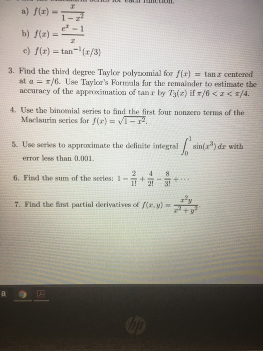 Solved Find the third degree Taylor polynomial for f(x) = | Chegg.com