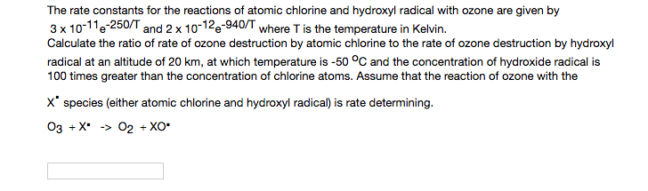 Solved The rate constants for the reactions of atomic | Chegg.com