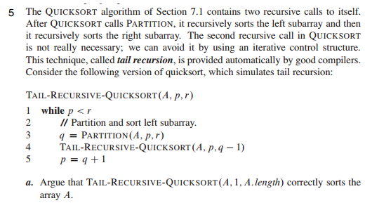 Solved The Quicksort Algorithm Of Section 71 Contains Two