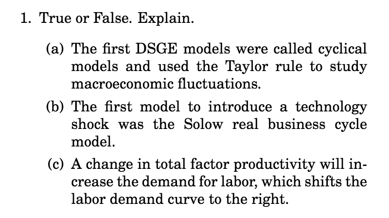 Solved The first DSGE models were called cyclical models and | Chegg.com