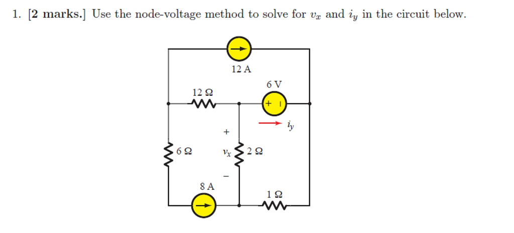 Solved Use node voltage method to solve for vx and iy in the | Chegg.com