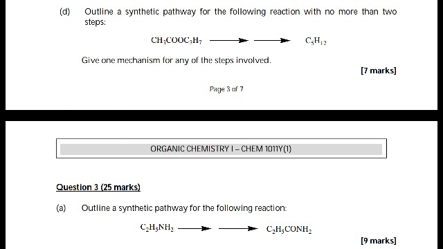 Solved (d) Outline a synthetic pathway for the following | Chegg.com