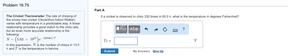 Solved The Cricket Thermometer The rate of chirping of the | Chegg.com