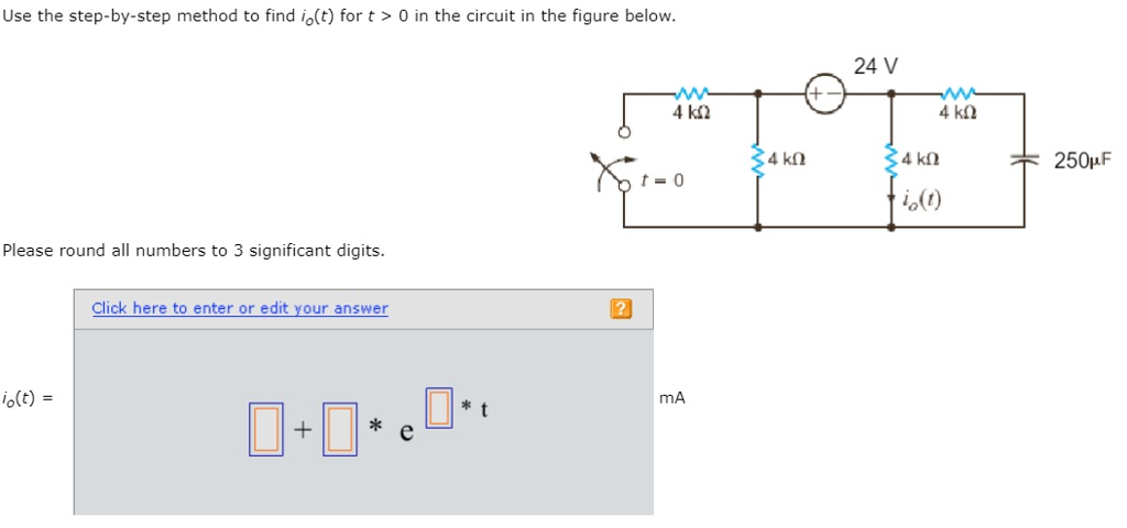 Solved Use the step-by-step method to find io(t) for t>0 in | Chegg.com