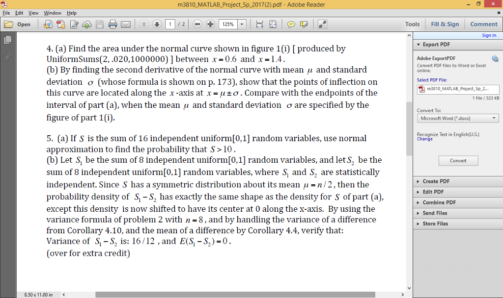 Probability & Statistics MATLAB Project Find the | Chegg.com