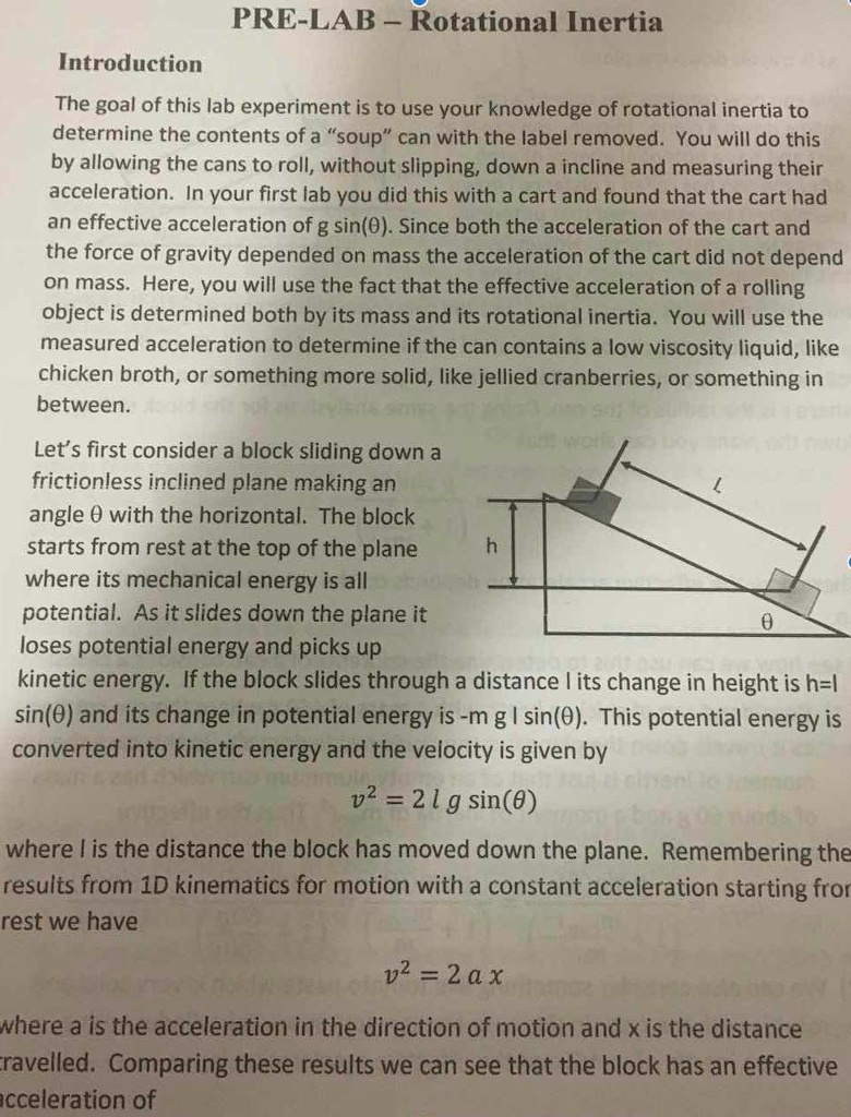 Solved PRE-LAB- Rotational Inertia Introduction The goal of | Chegg.com