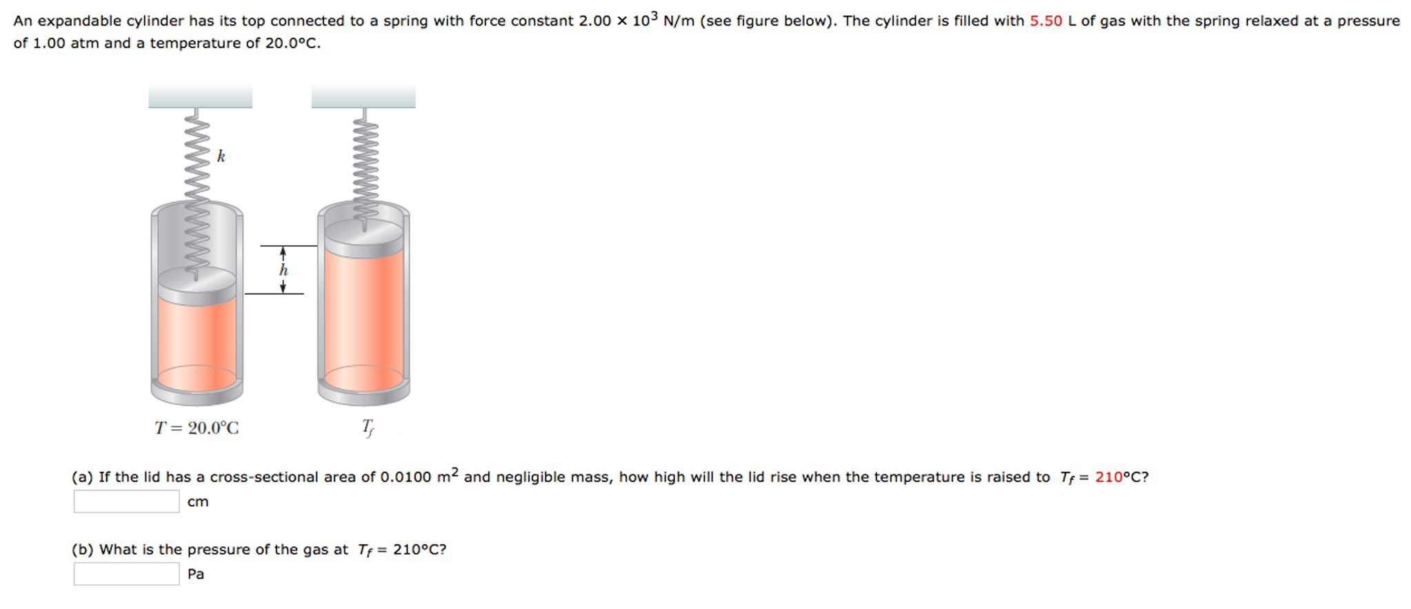 Solved An expandable cylinder has its top connected to a | Chegg.com