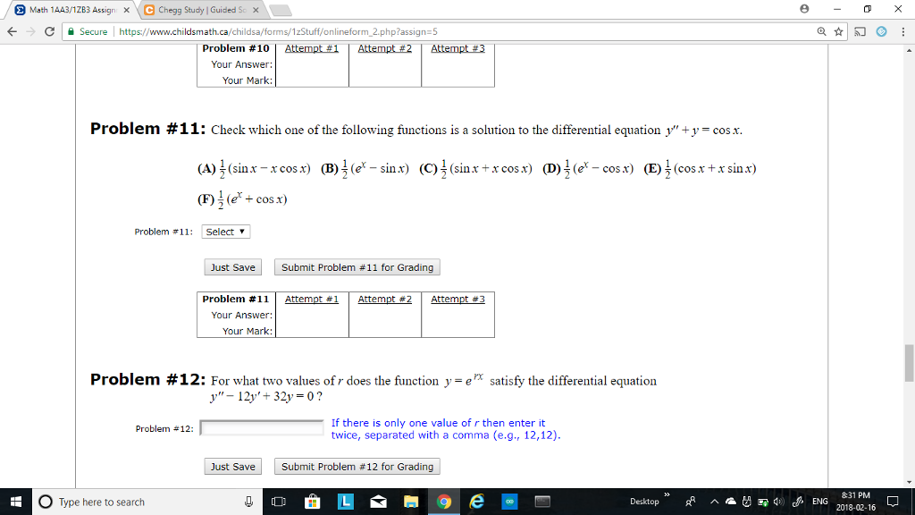 Solved Math 1AA3/1 ZB3 Assign chegg Study | Guided S/X ← → c | Chegg.com