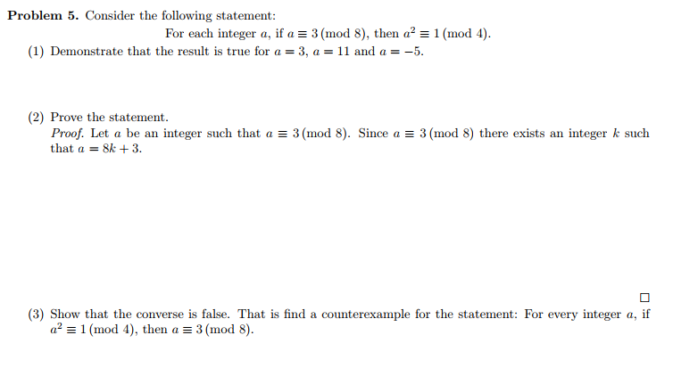 Solved Problem 5. Consider the following statement: For each | Chegg.com