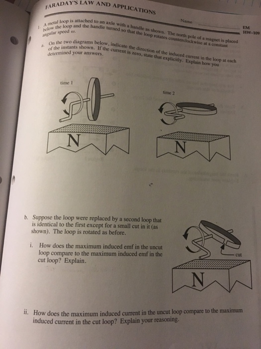 Solved A metal loop is attached to an axle with a handle as | Chegg.com