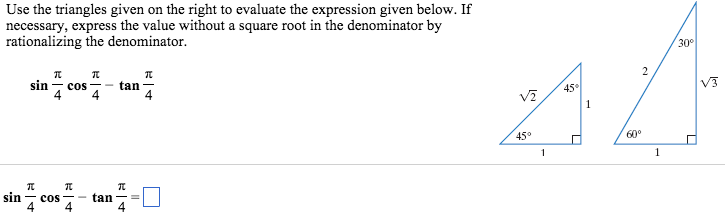 Solved Use the triangles given on the right to evaluate the | Chegg.com