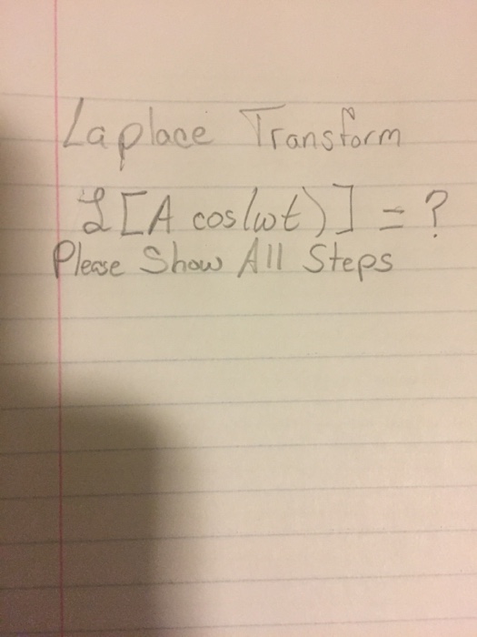 Solved Laplace transform L[A cos (omega t)] = ? | Chegg.com