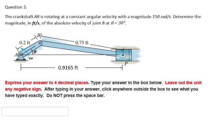 Solved The crankshaft AB is rotating at a constant angular | Chegg.com