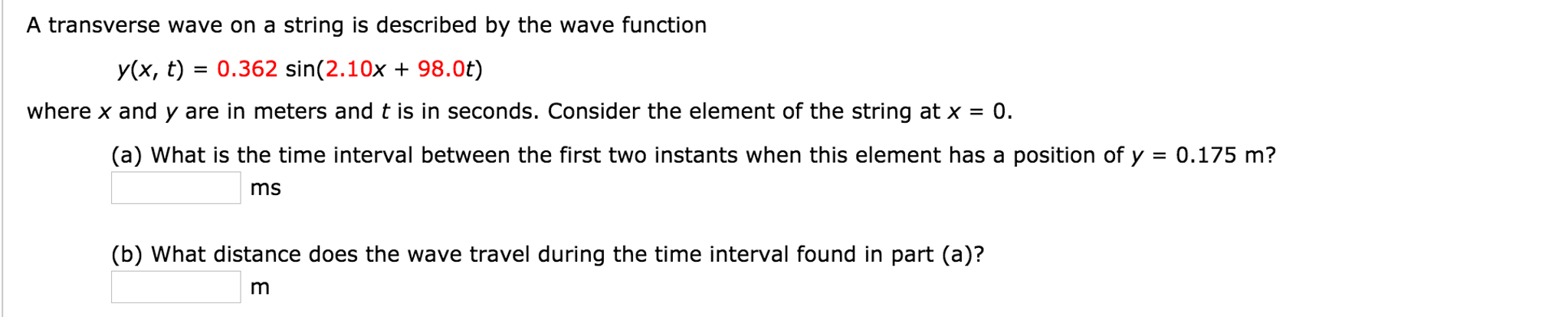 Solved A transverse wave on a string is described by the | Chegg.com