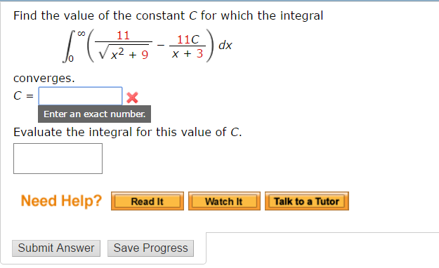 Solved Find the value of the constant C for which the | Chegg.com