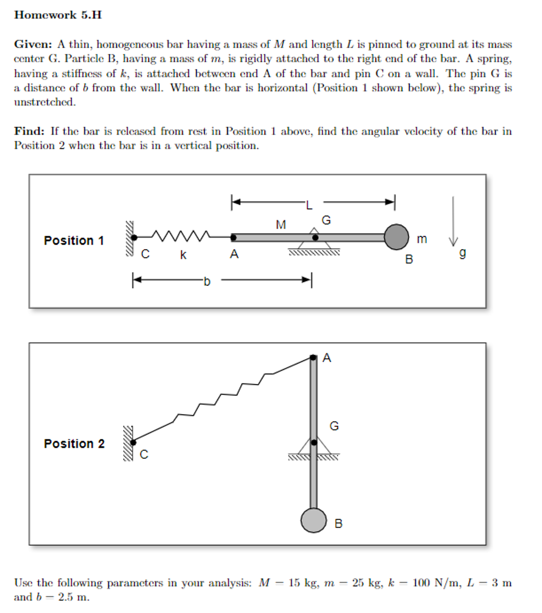 Solved Given: A thin, homogeneous bar having a mass of M and | Chegg.com