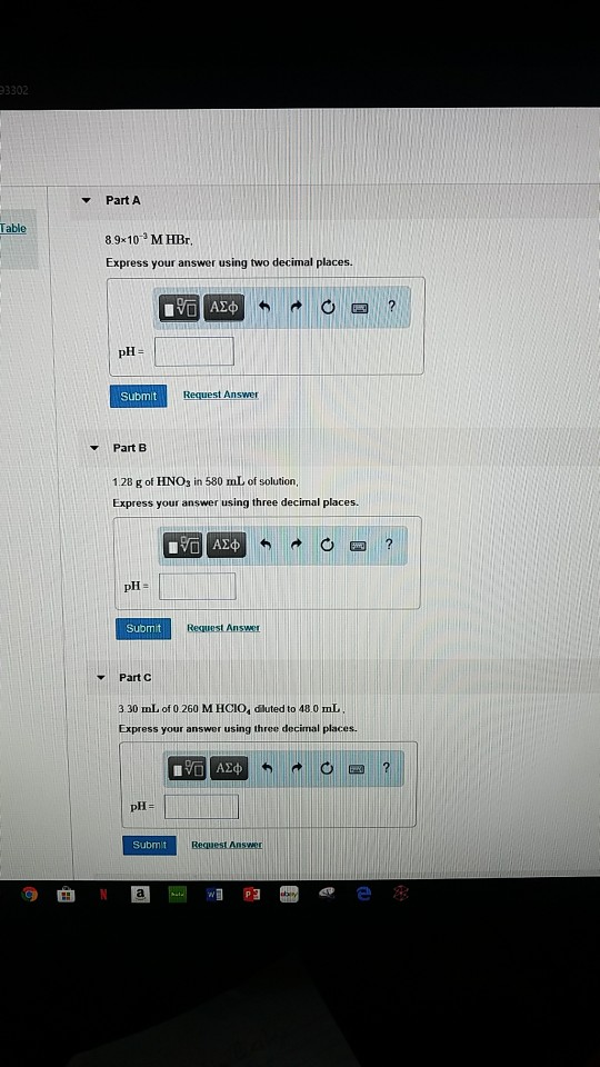 Solved Part A Table 89x10 M HBr Express your answer using | Chegg.com