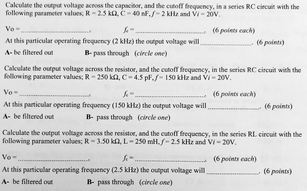 Solved Calculate the output voltage across the capacitor, | Chegg.com