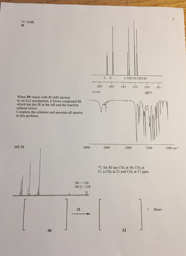 Solved X. (15 pts) Compound 30, has the following Mass | Chegg.com