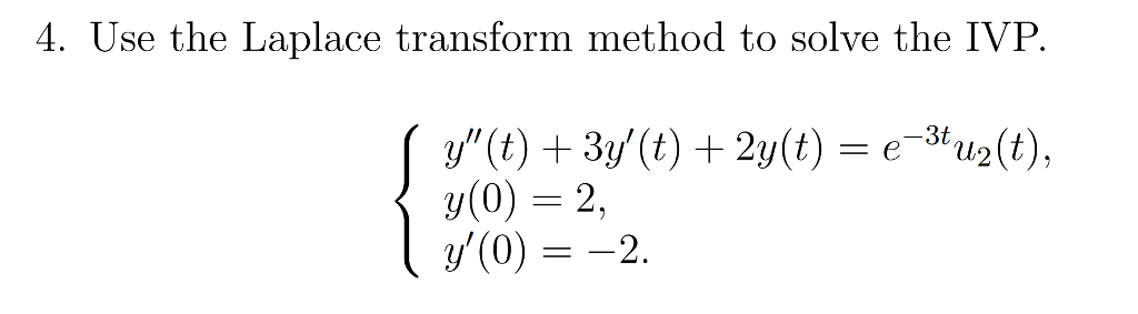 Solved 4. Use the Laplace transform method to solve the IVP | Chegg.com