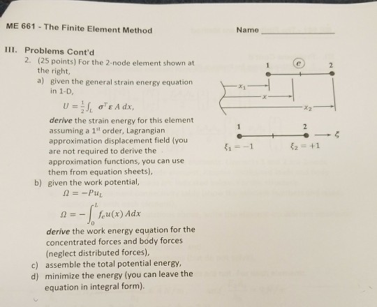 Solved For the 2-node element shown at the right. a) given | Chegg.com