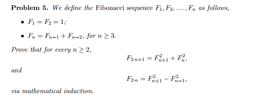 Problem 5 We Define The Fibonacci Sequence F1