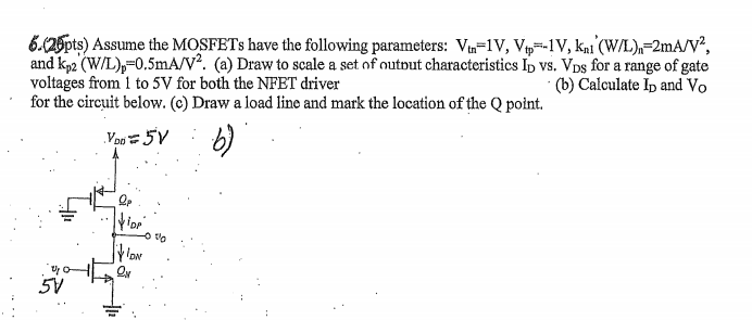 Solved Assume the MOSFETs have the following parameters: | Chegg.com