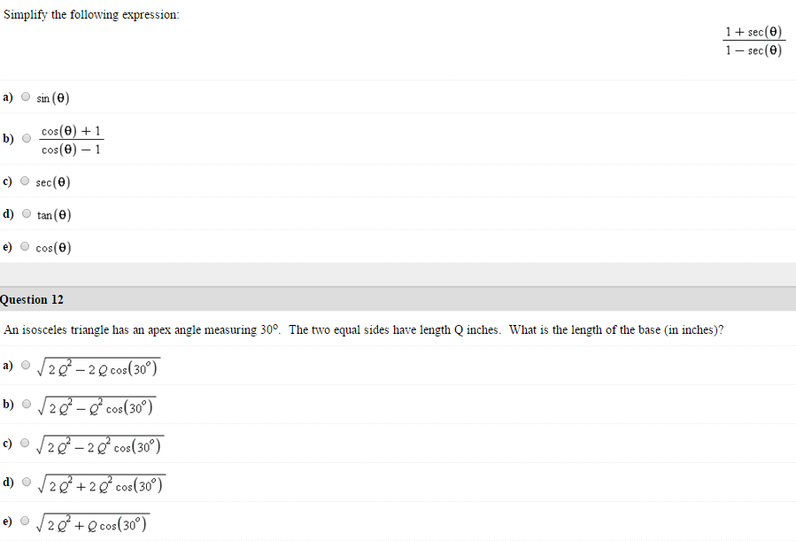 Solved Simplify the following expression: sin(theta) | Chegg.com