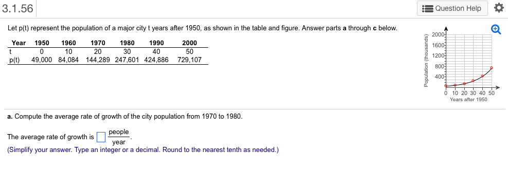 Solved 3.1.56 Question Help Let p(t) represent the | Chegg.com