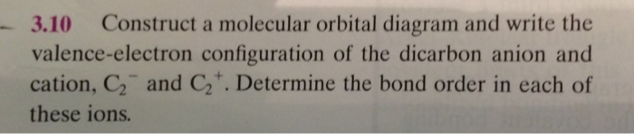 3.10 Construct a molecular orbital diagram and write | Chegg.com
