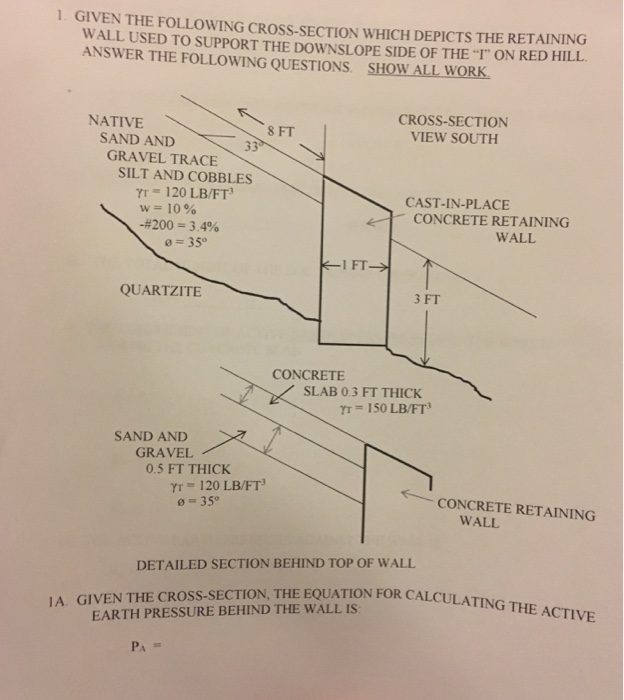 Solved 1. GIVEN THE FOLLOWING CRoss SECTION wHICH DEPICTs | Chegg.com