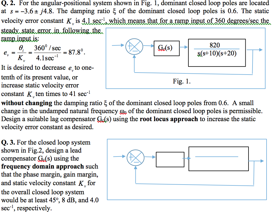Solved For the angular-positional system shown in Fig. 1, | Chegg.com