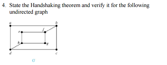 Solved State the Handshaking theorem and verify it for the | Chegg.com
