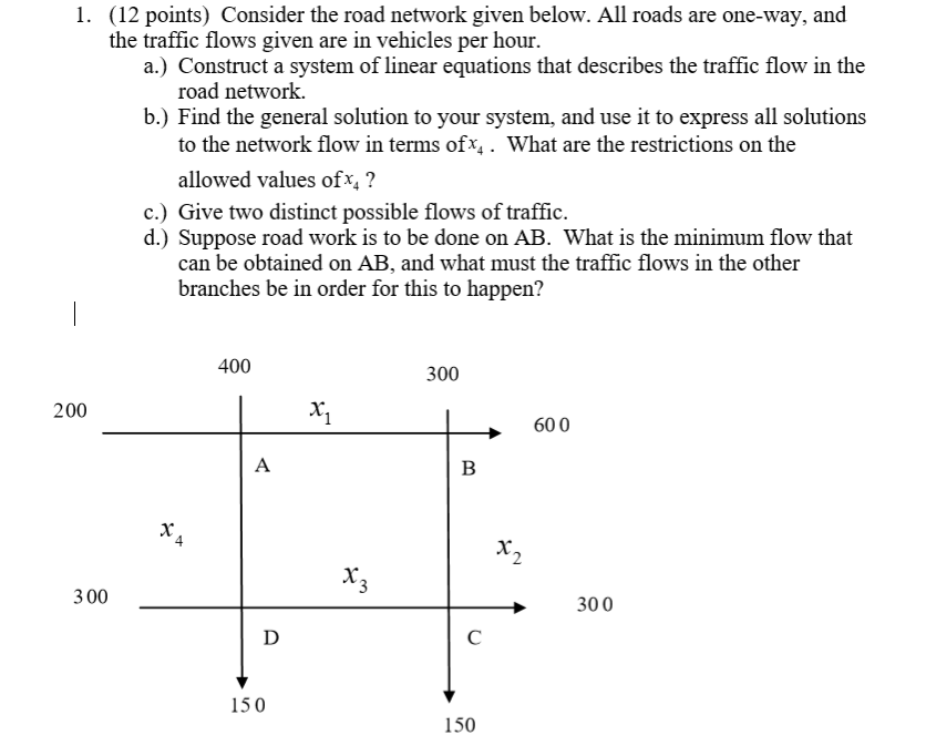 Solved (12 points) Consider the road network given below. | Chegg.com