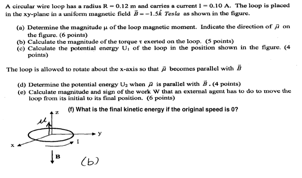 Solved A Circular Wire Loop Has A Radius R 012 M And