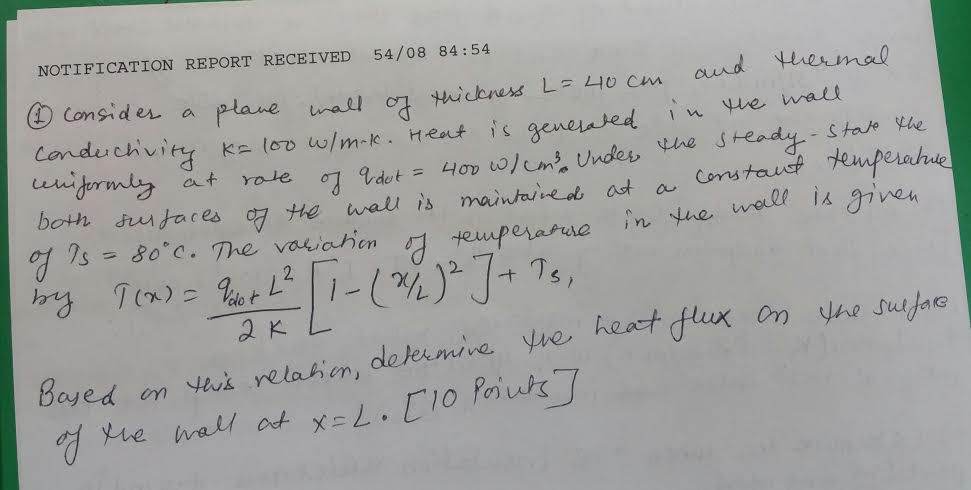 Solved Consider a plane wall of thickness L = 40 cm and | Chegg.com