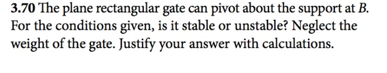 Solved 3.70 The plane rectangular gate can pivot about the | Chegg.com