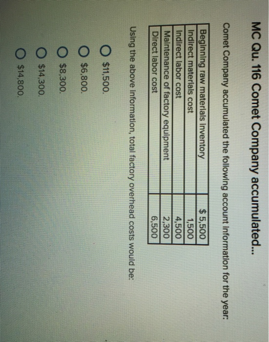 Solved MC Qu. 123 Using the information below for... Using | Chegg.com