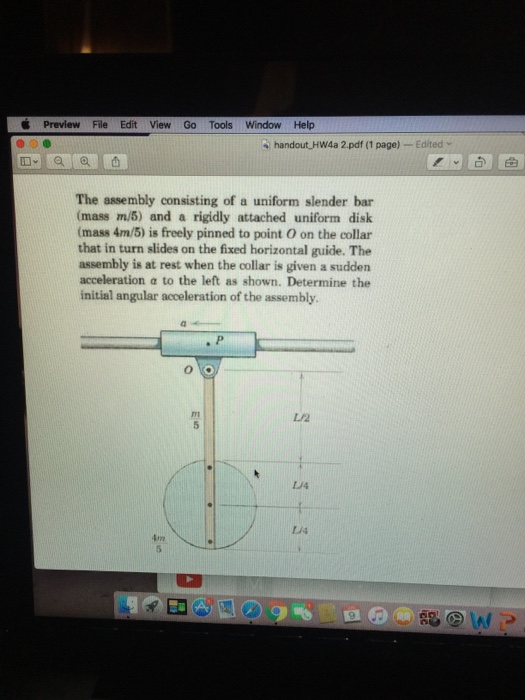 Solved The assembly consisting of a uniform slender bar | Chegg.com Solved The assembly consisting of a uniform slender bar | Chegg.com