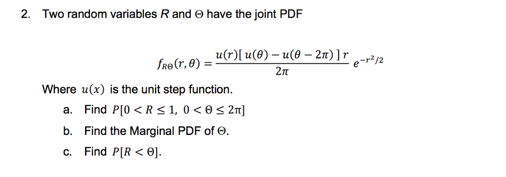 Solved Two random variables R and Theta have the joint PDF | Chegg.com
