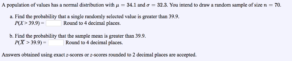 Solved A population of values has a normal distribution with | Chegg.com