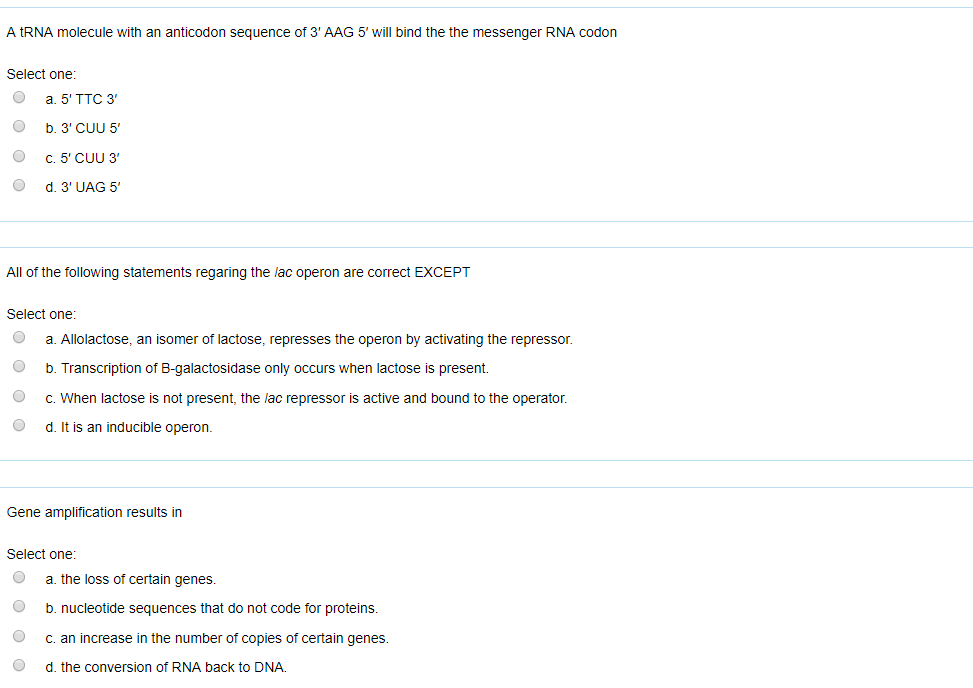 Solved A tRNA molecule with an anticodon sequence of 3' AAG | Chegg.com