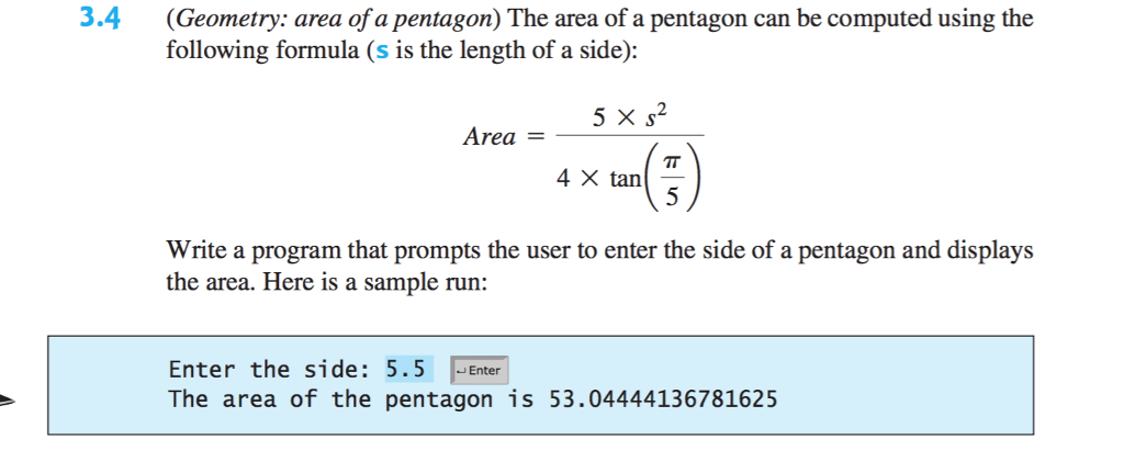 Solved 3.4 (Geometry: area of a pentagon) The area of a | Chegg.com