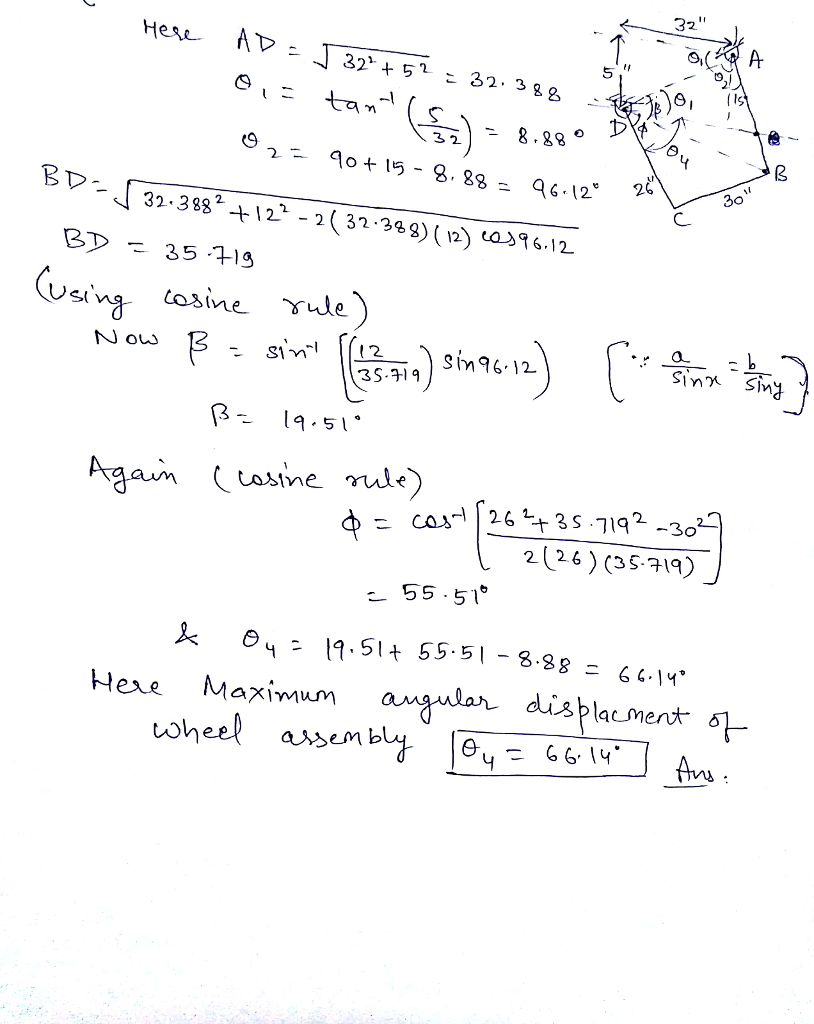 Solved Analytically Determine The Angular Displacement Of The Wheel 1 Answer 