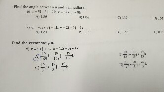 Solved Find the angle between u and v in radians. u = 5i - | Chegg.com