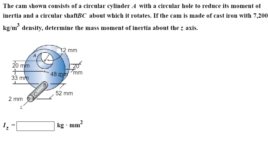 Solved The cam shown consists of a circular cylinder A with | Chegg.com