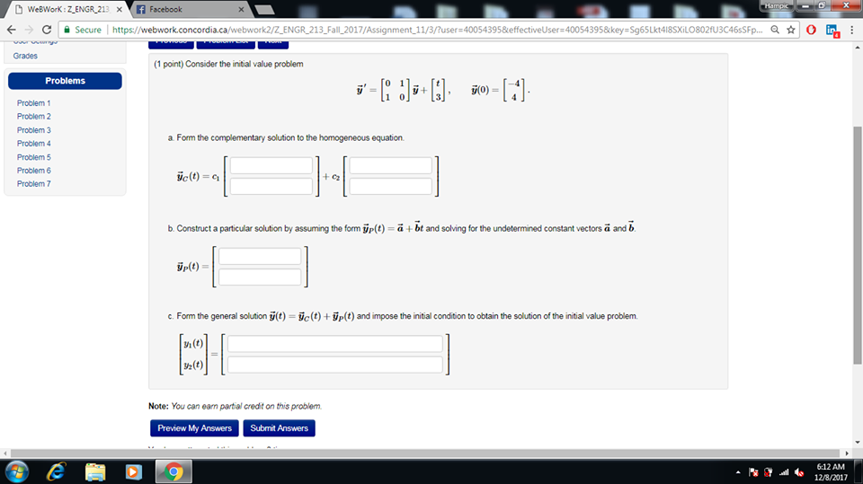 Solved D WeBWorK:Z ENGR 213f Facebook | Chegg.com