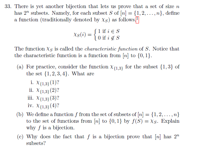 Solved 33. There is yet another bijection that lets us prove | Chegg.com