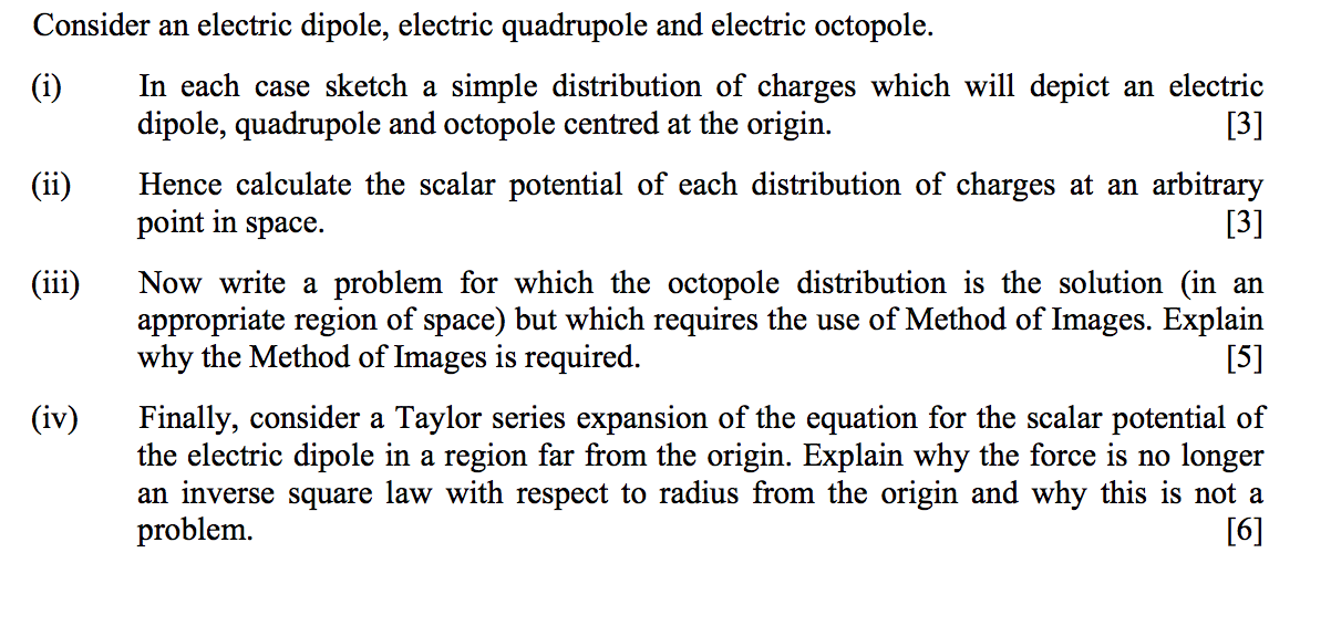 Solved Consider an electric dipole, electric quadrupole and | Chegg.com